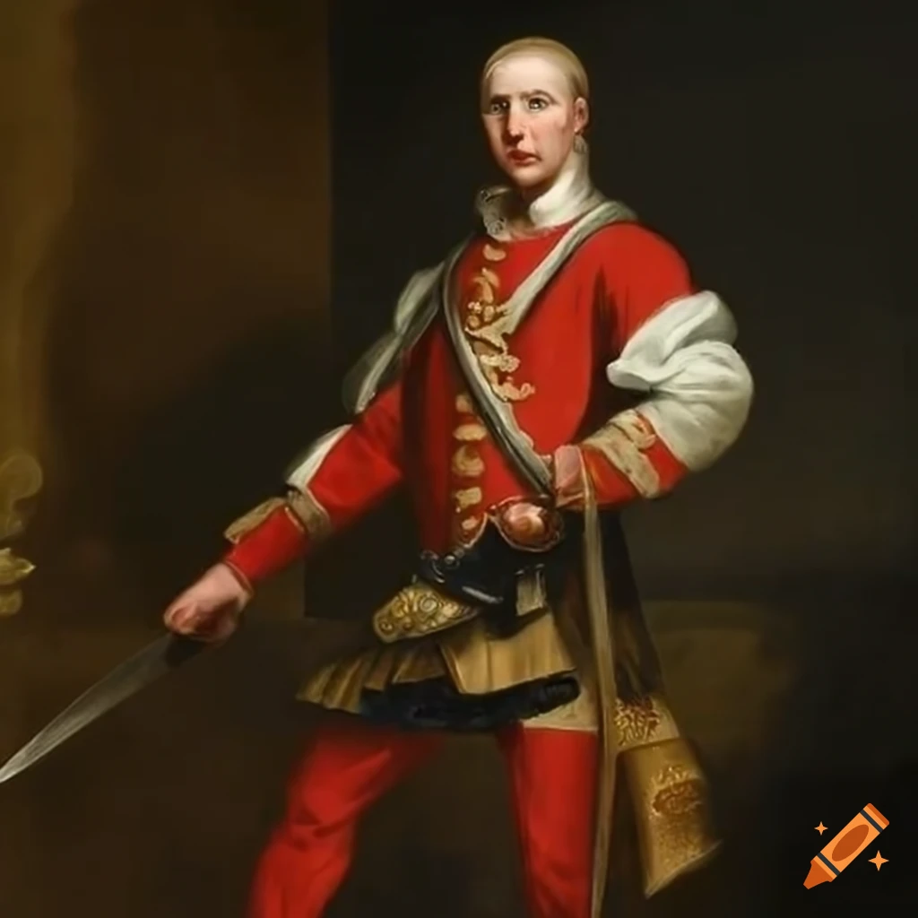 Baroque painting of English soldier with sword on Craiyon