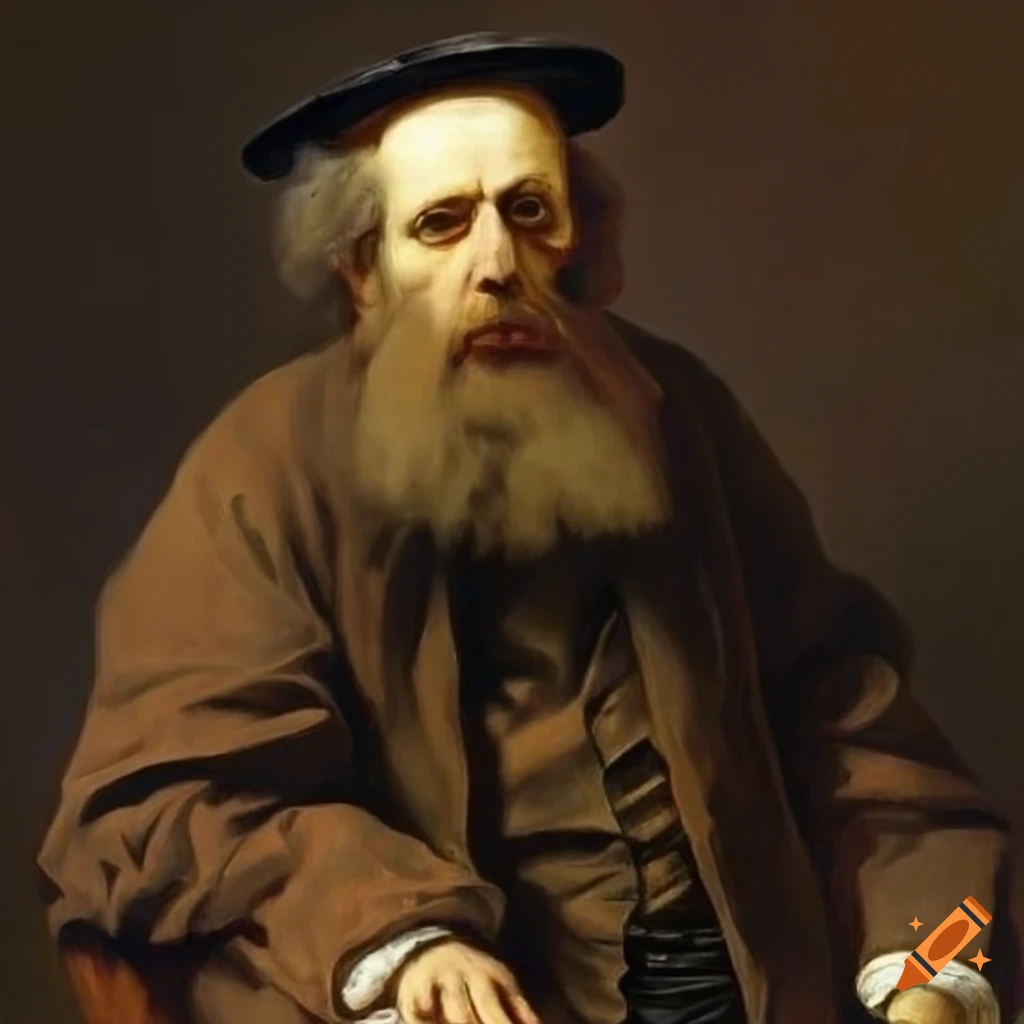 Dark baroque painting of a rabbi on Craiyon