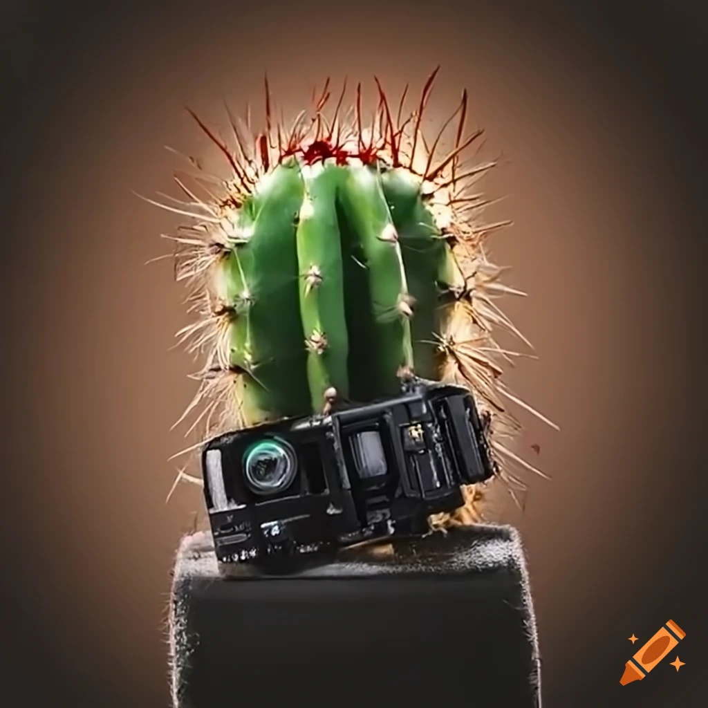Cactus holding a camera on Craiyon