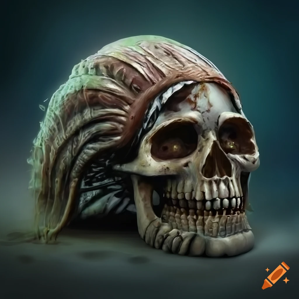 Hyper-realistic dead Drow Elf skull art on Craiyon