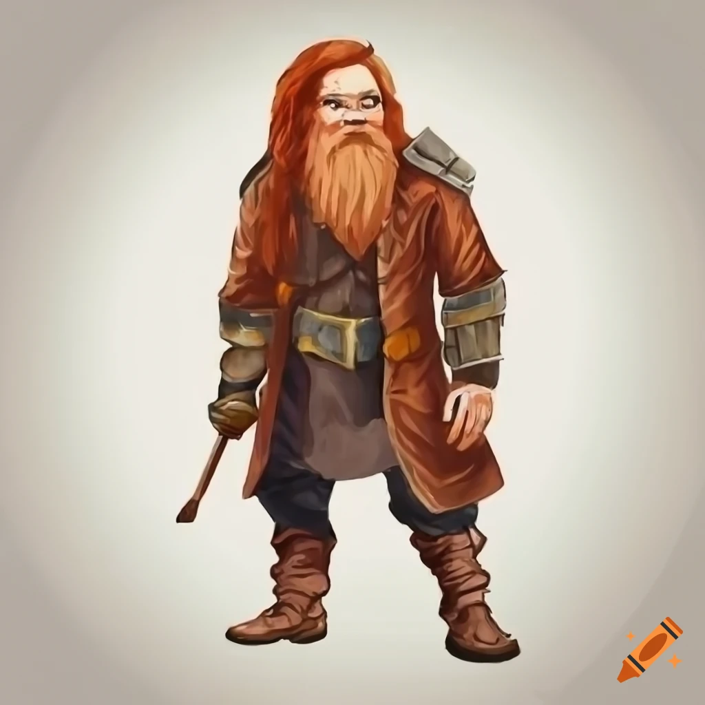 Illustration of a dwarf captain in leather armor on Craiyon