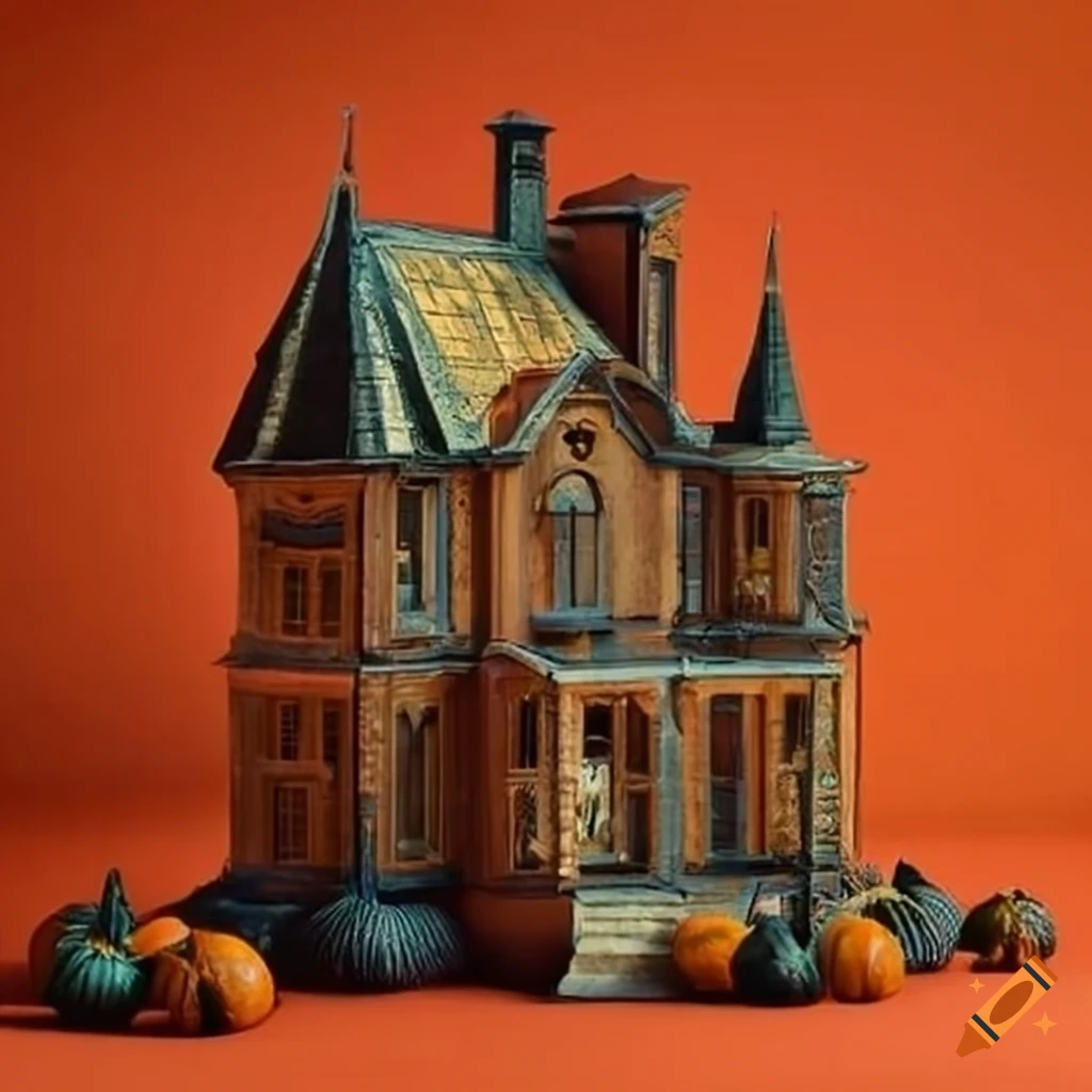 Victorian house made of pumpkins on Craiyon