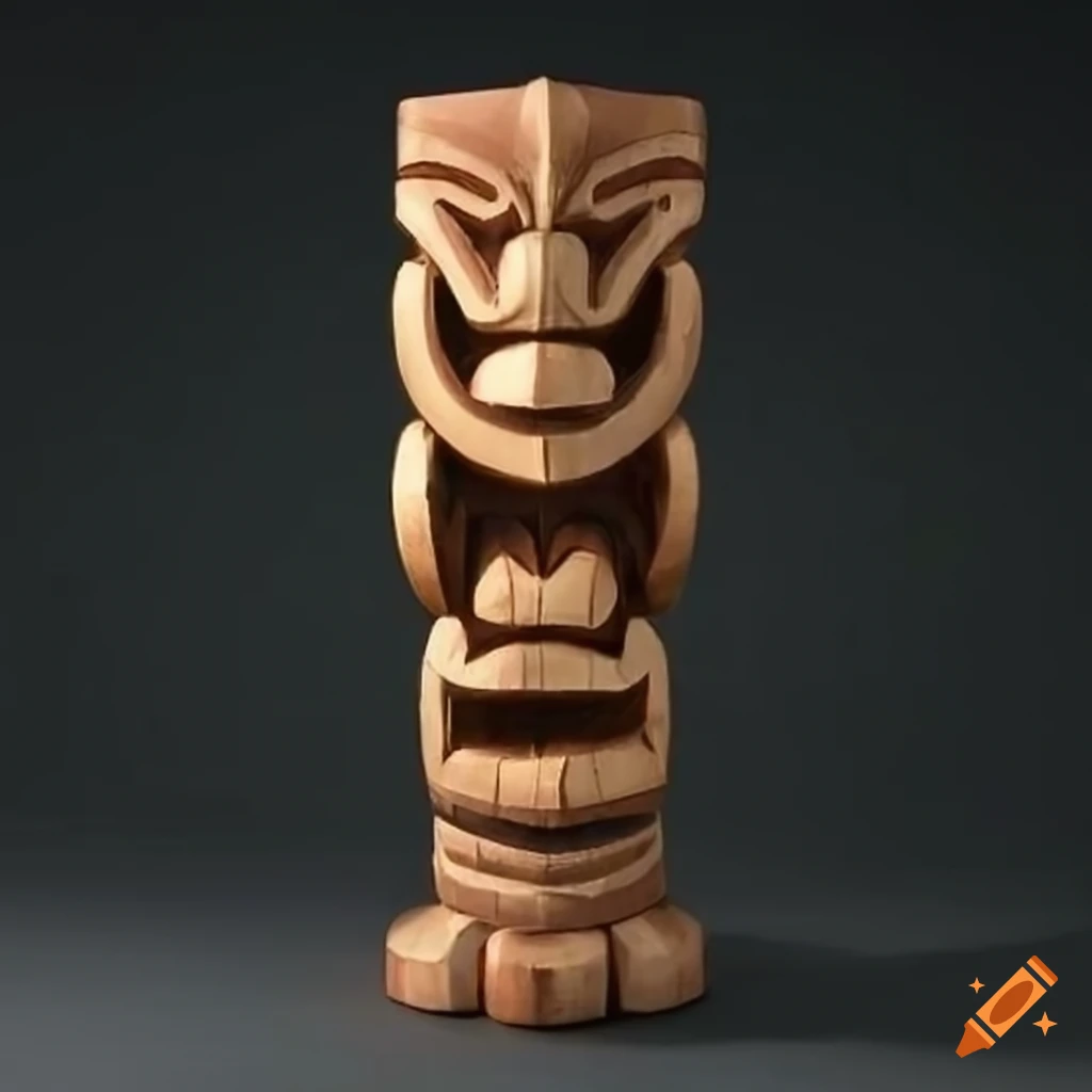 Tiki style sculpture of a zelda game totem pole on Craiyon