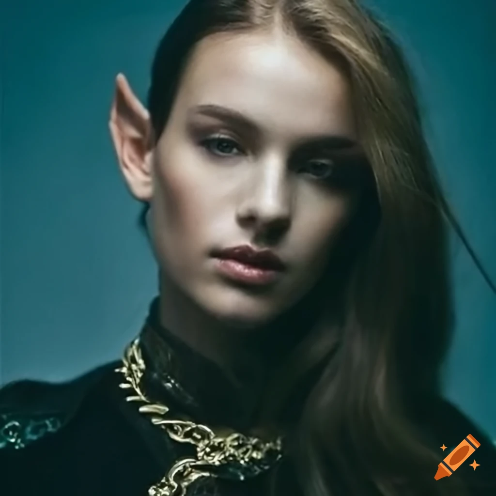 Close up photo of a realistic elf character