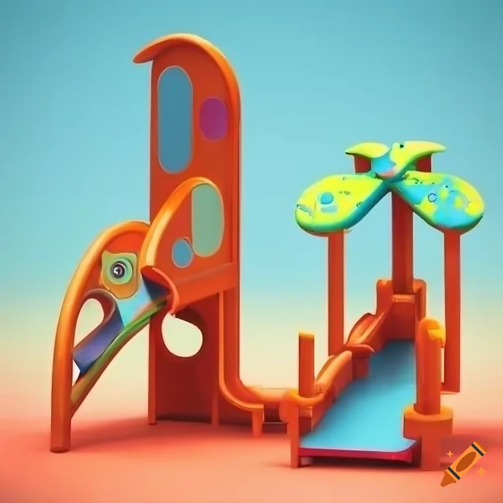 Surrealist playground with vibrant colors