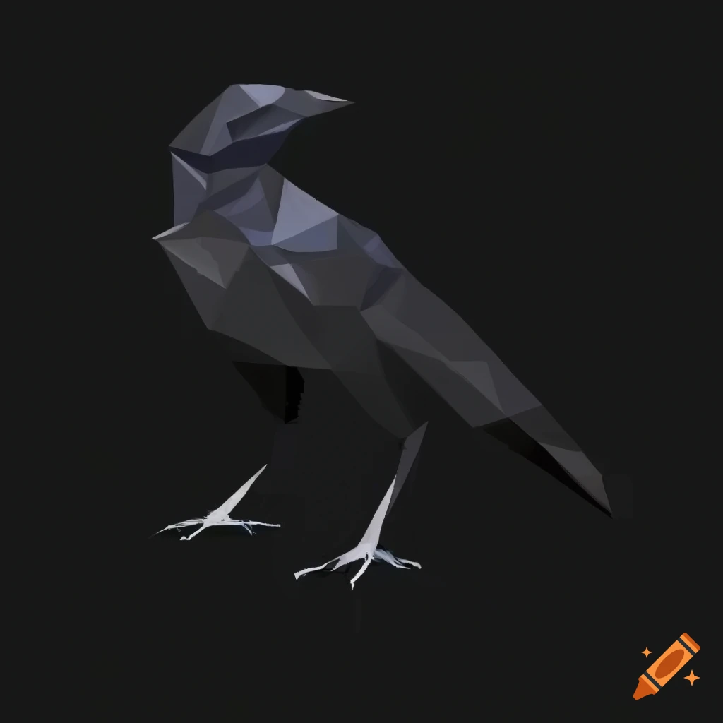 Low poly crow on black background on Craiyon
