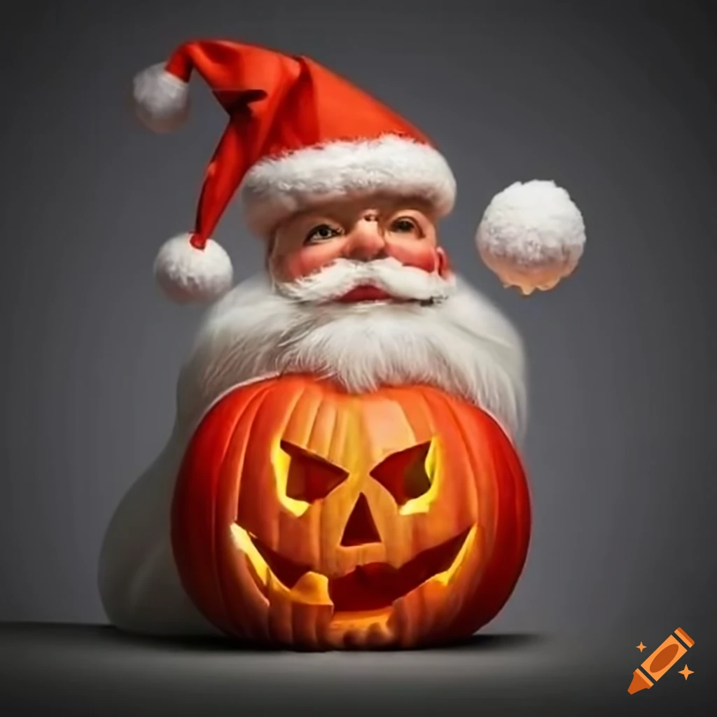 Santa holding a jack o lantern on Craiyon