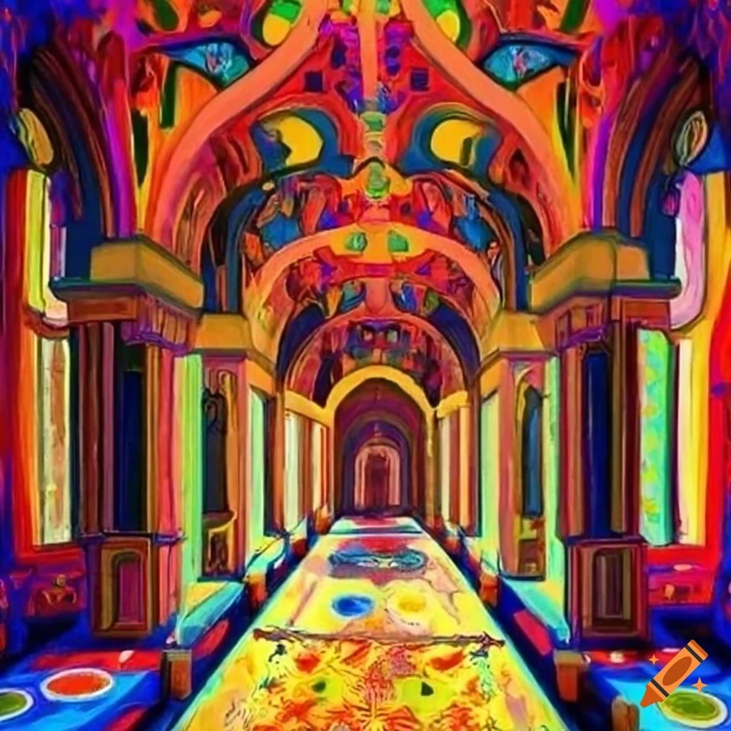 Illustration of a colorful medieval palace on Craiyon