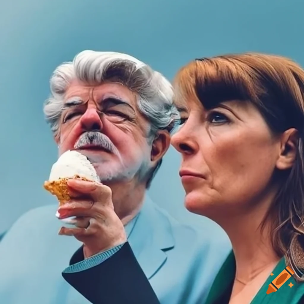 George lucas and patty jenkins standing near the statue of liberty