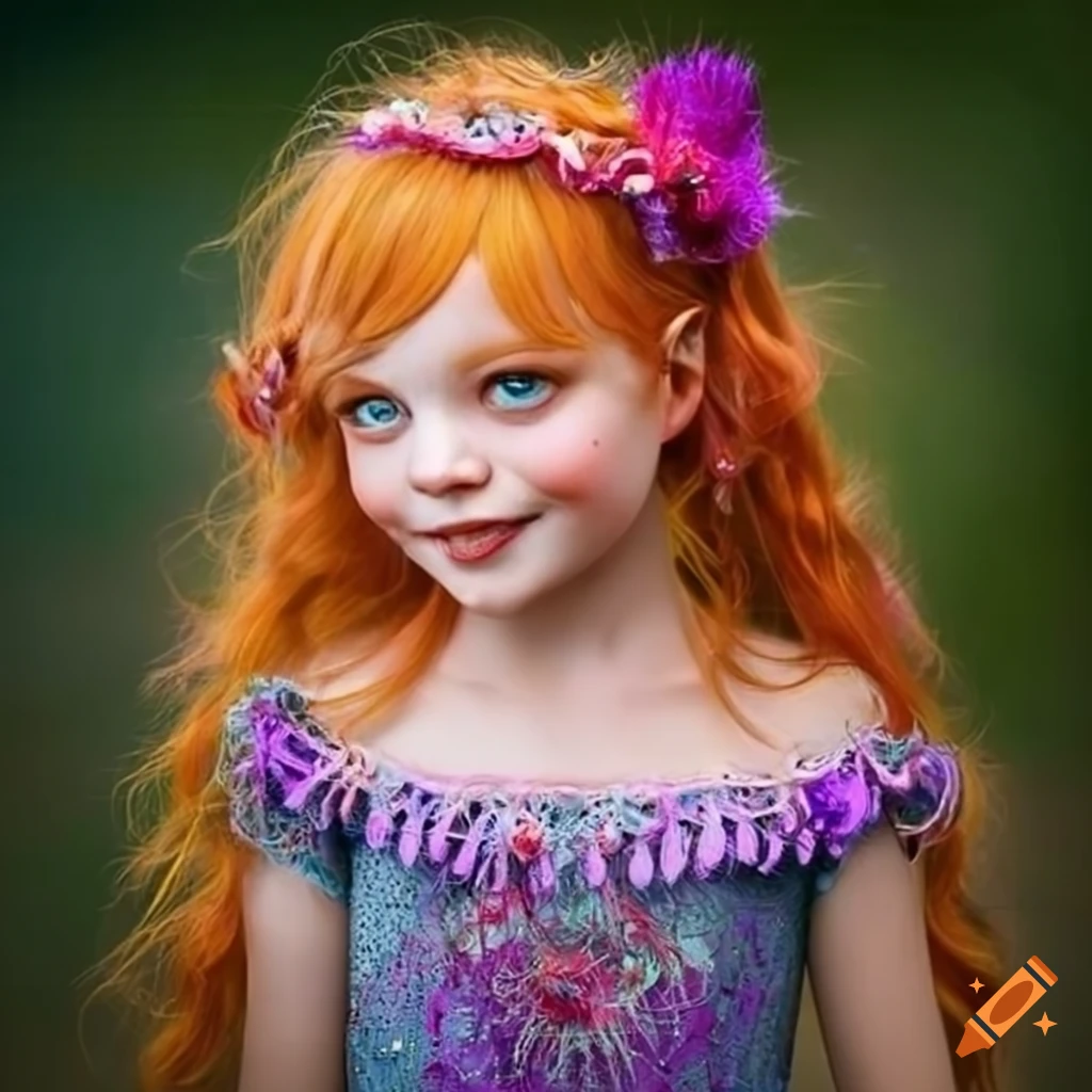 Colorful illustration of cute girls with ginger hair on Craiyon