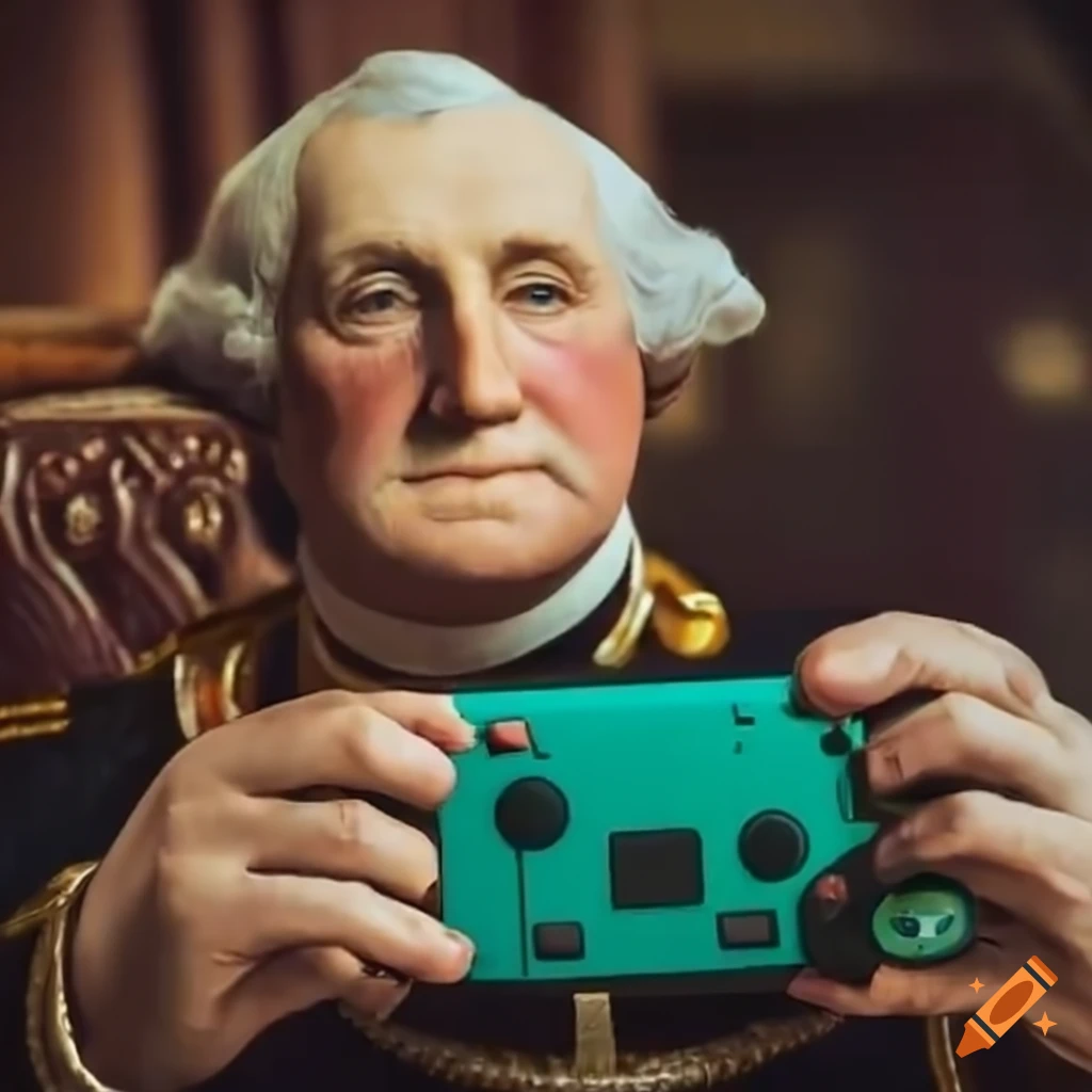 George Washington enjoying video games on Craiyon