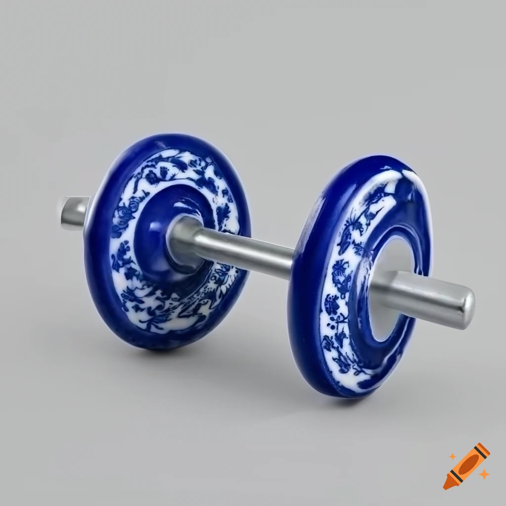 Blue porcelain barbell with oriental patterns