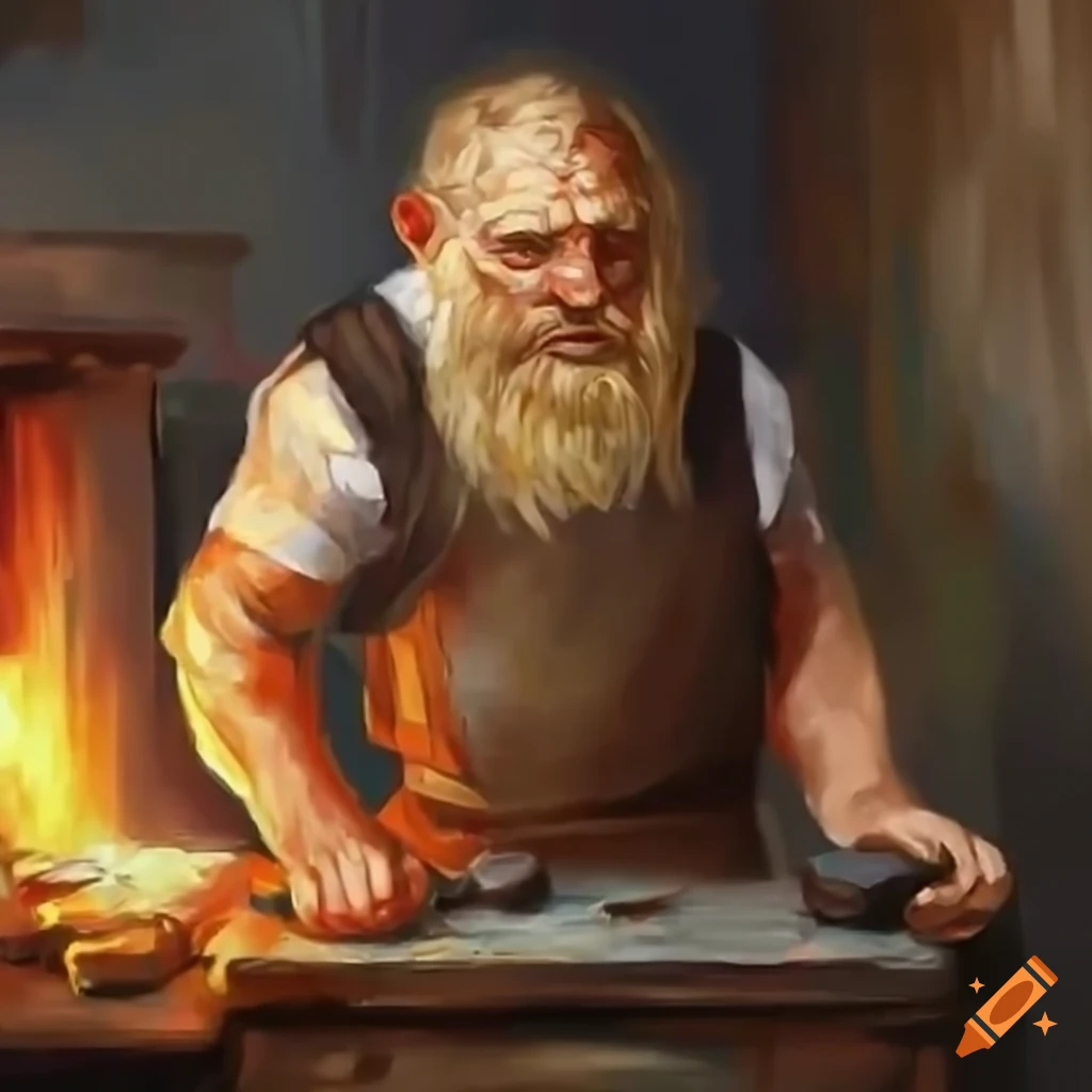 Dwarf blacksmith in a workshop on Craiyon