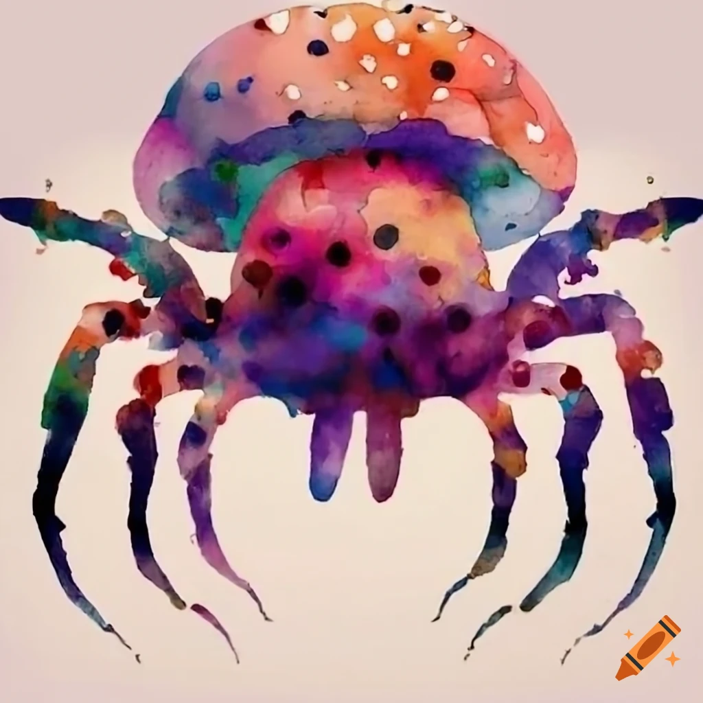 Children's drawing of a laughing spider on a wall on Craiyon