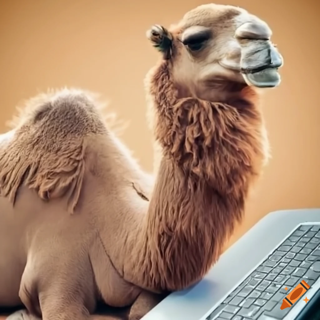 Camel with a laptop on Craiyon