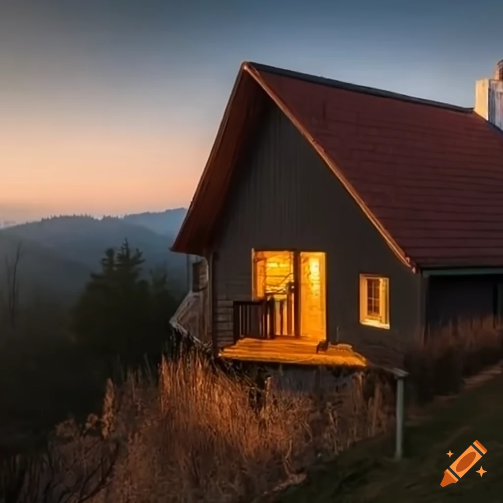 House on a mountain during morning on Craiyon