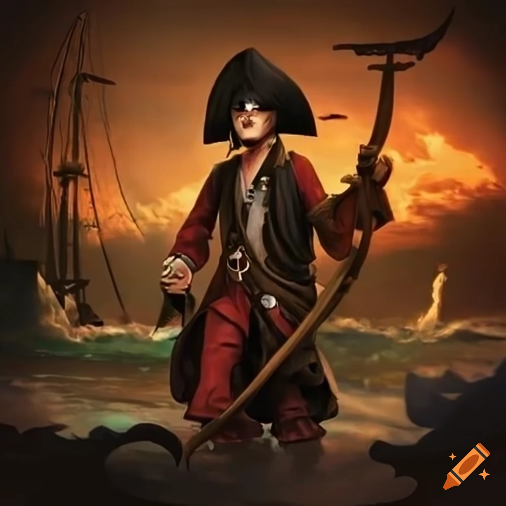 Pirate showing a treasure map to a child on Craiyon