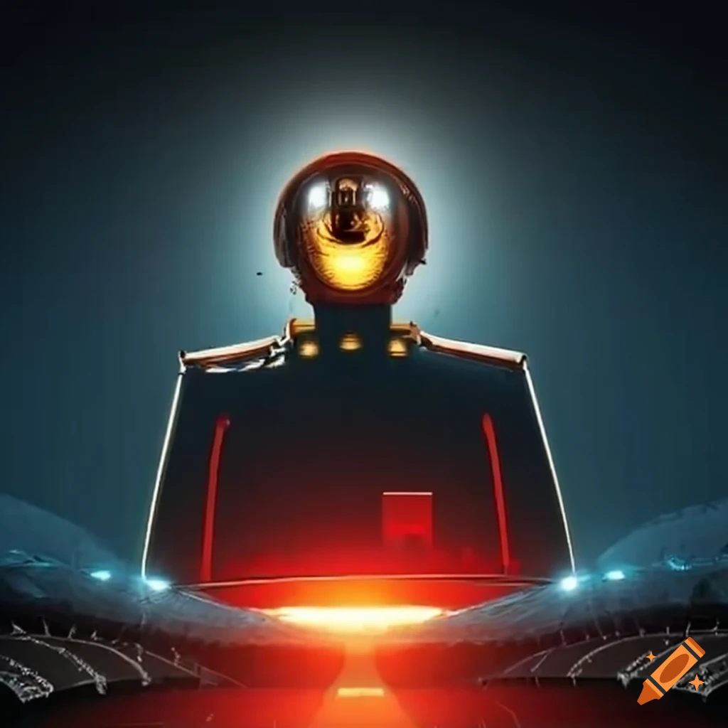 Image of a futuristic dictator addressing a crowd in a stadium on Craiyon