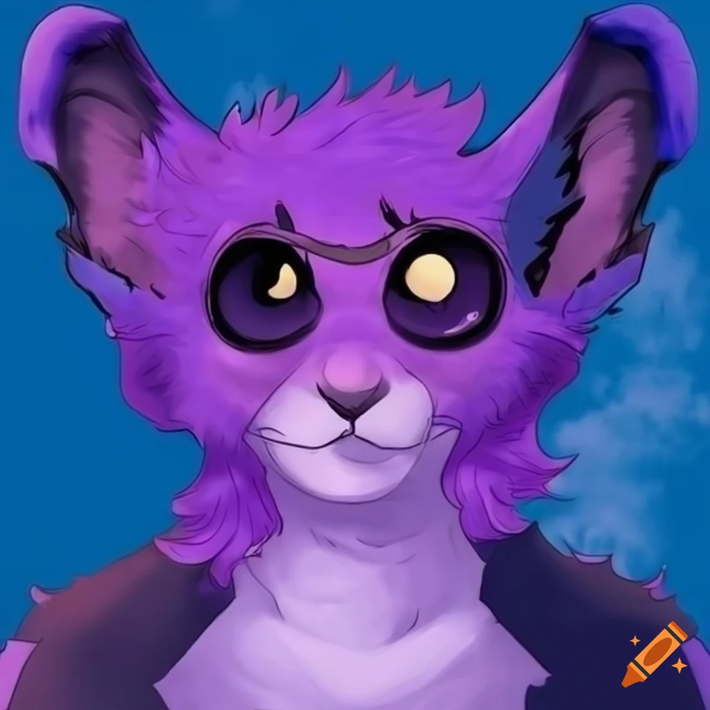 Purple and black antelope emerging from water in 80s cartoon style on ...