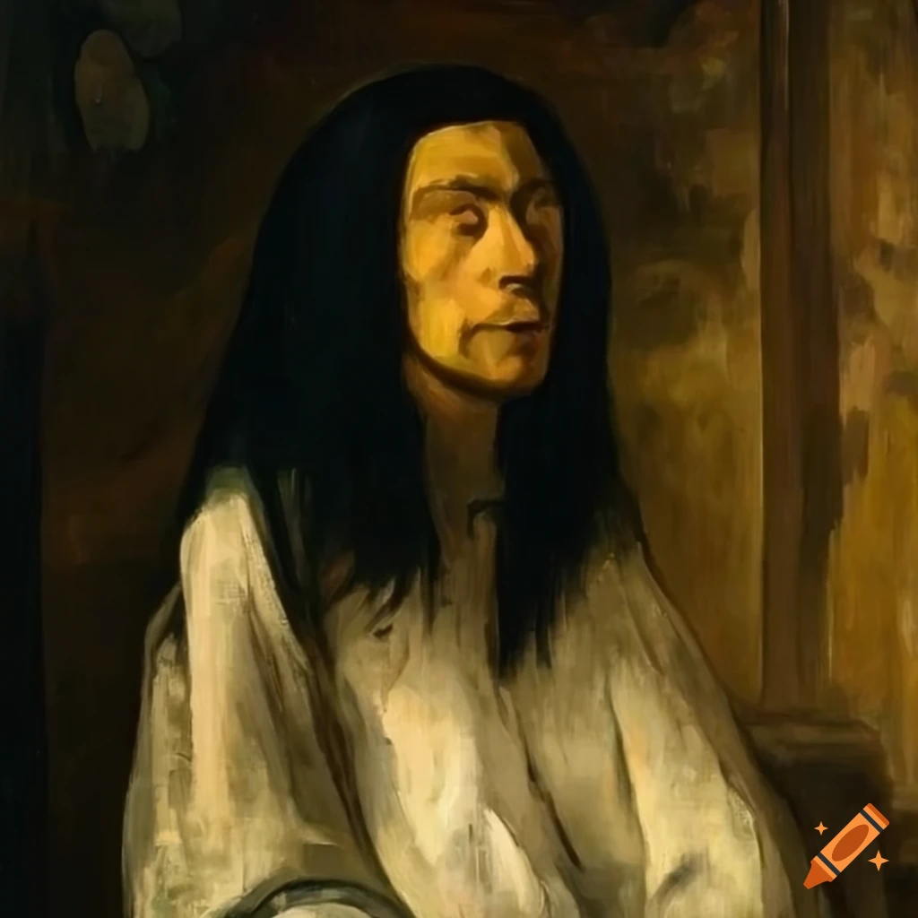 Vibrant expressionist painting of a praying man in a medieval chapel on ...