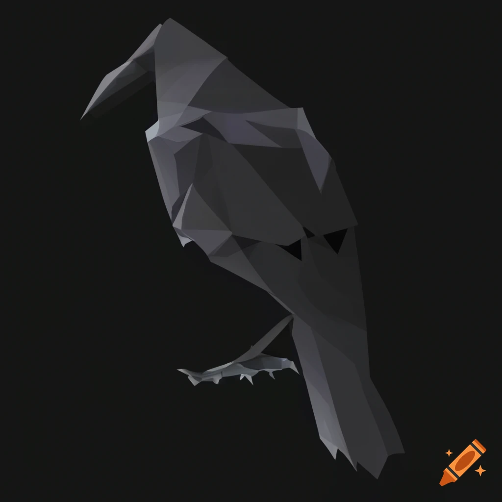 Low poly crow on black background on Craiyon