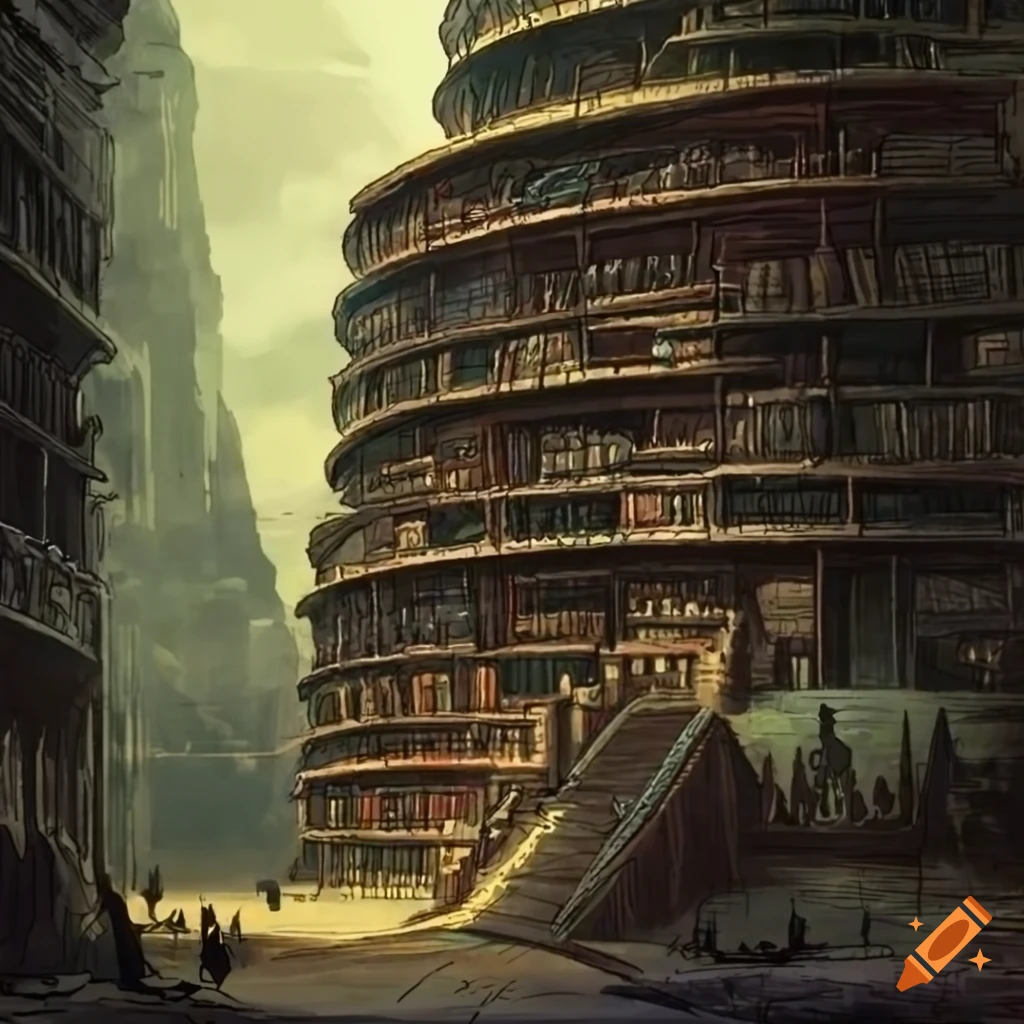 Concept art of the library of babel