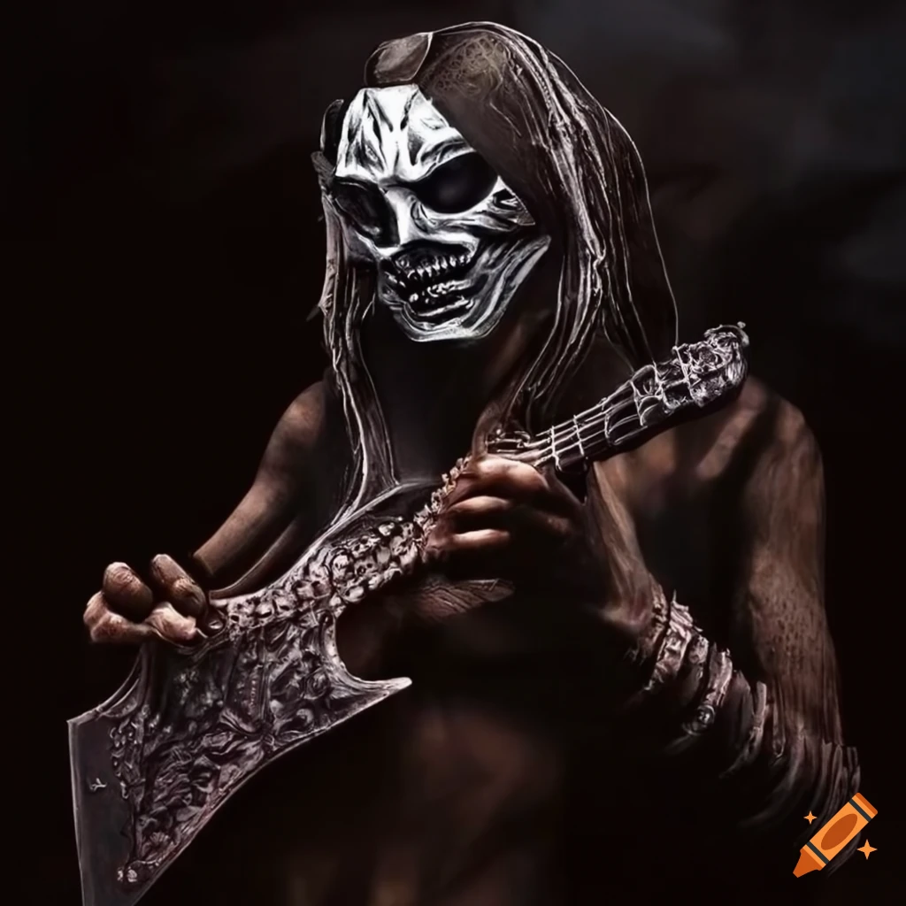 Gothic fantasy musician wearing a mask on Craiyon