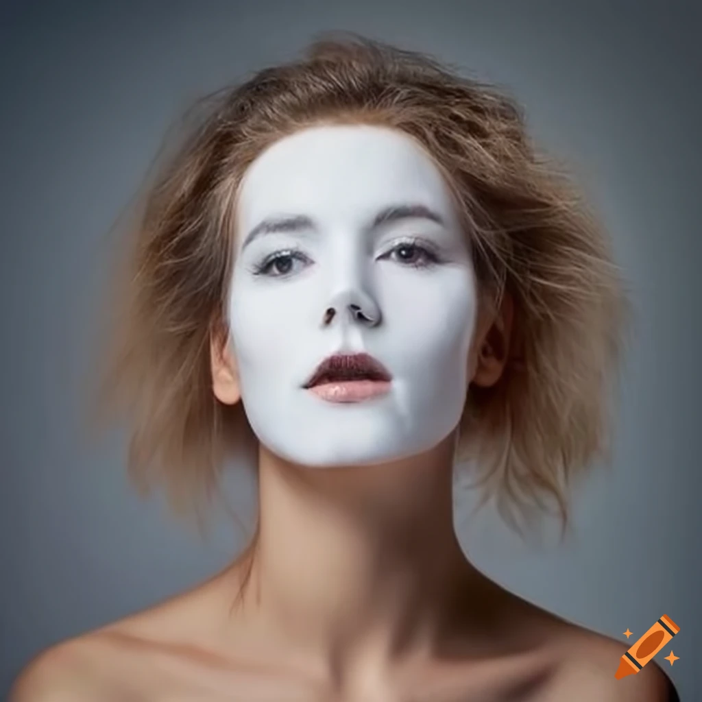 Woman with white painted face on Craiyon