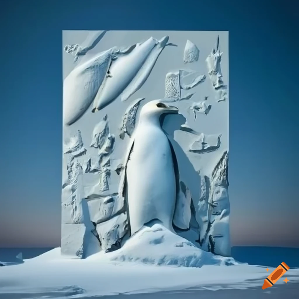 3d half relief design of antarctica for museum entrance on Craiyon