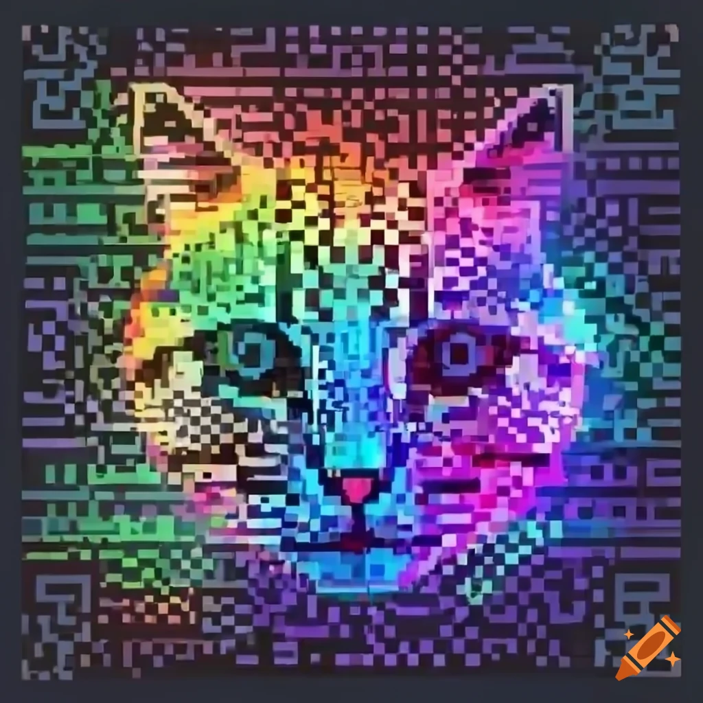 Rainbow qr code pattern with hidden cats on Craiyon
