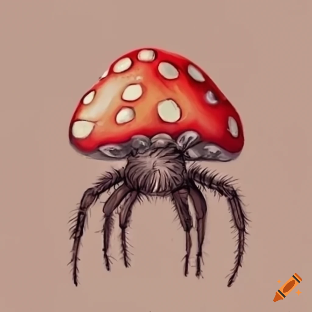 Image of a spider on a mushroom on Craiyon