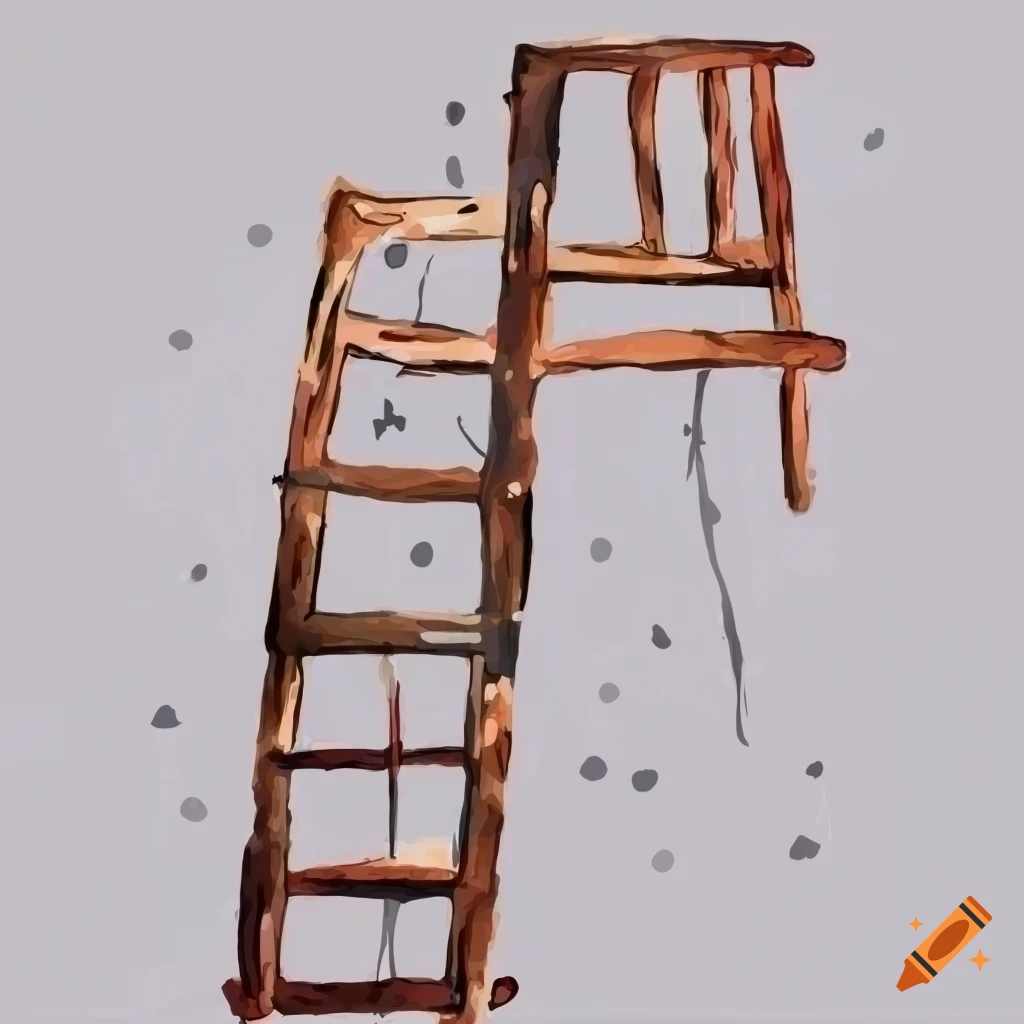 Watercolor illustration of a ladder tree stand