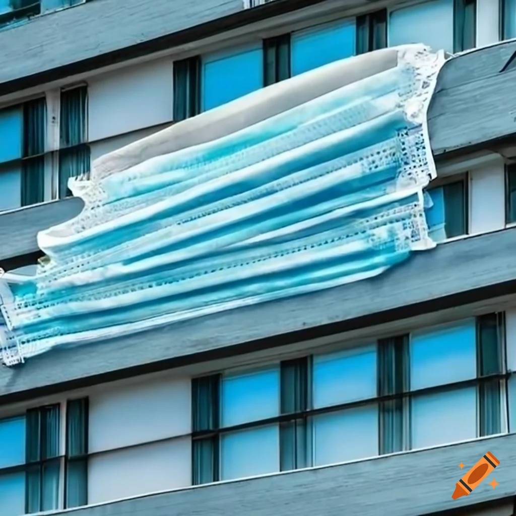 Building with giant medical face masks on Craiyon