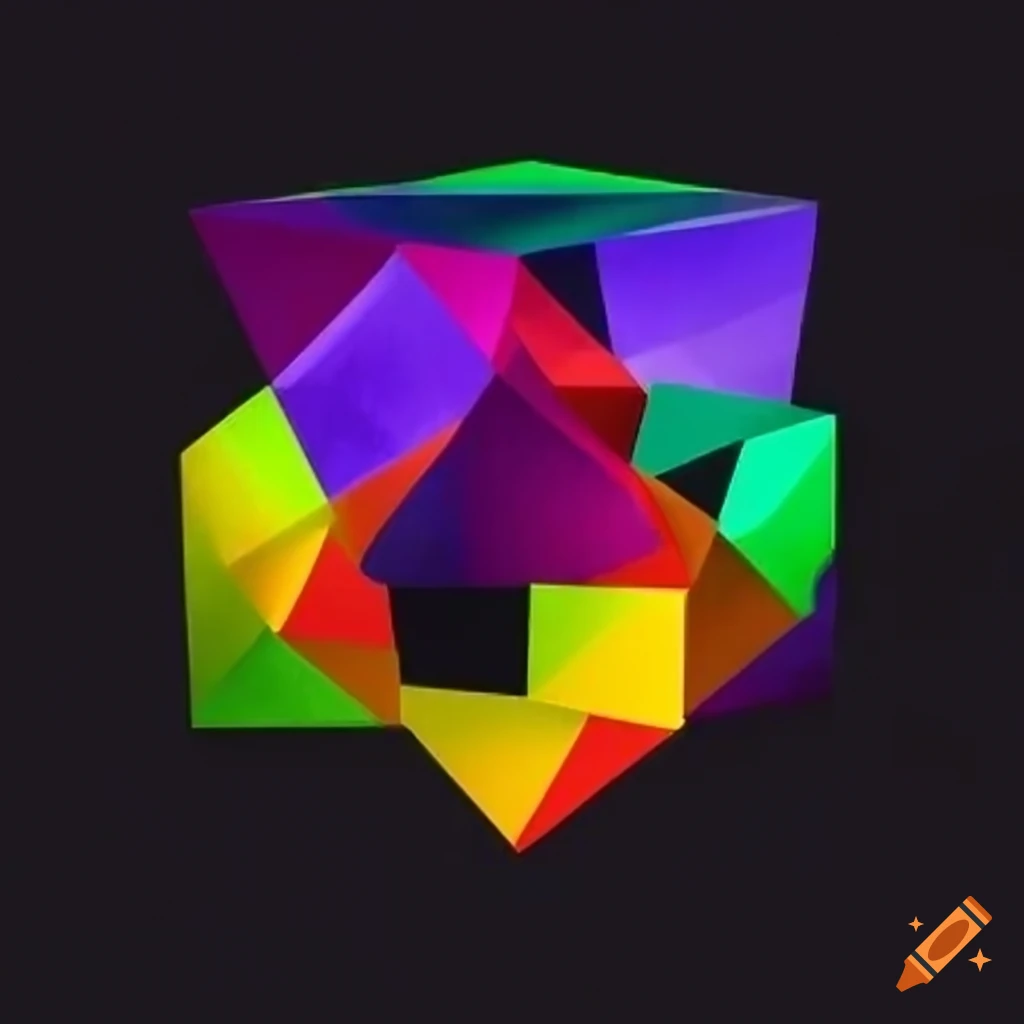 3d geometric shape with labeled faces and edges on Craiyon