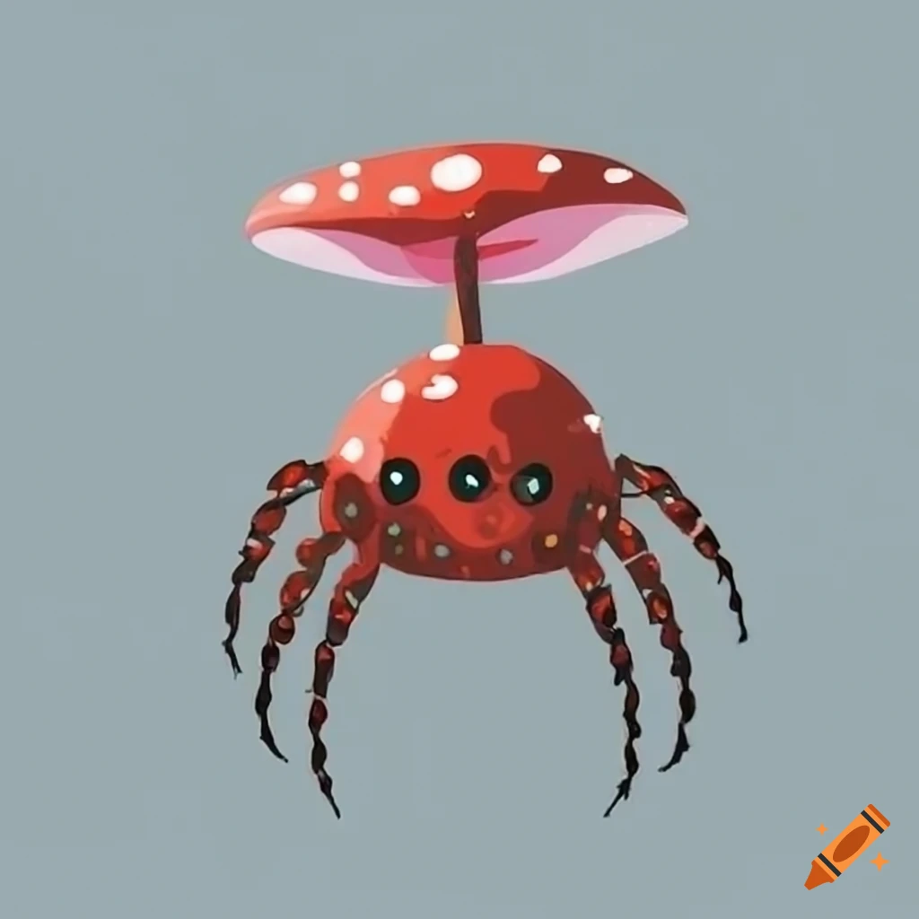 Close-up of a spider on a mushroom