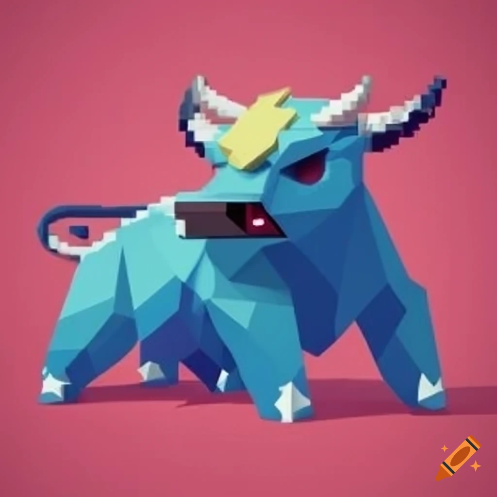 Low poly pixel art of a water bull pokemon on Craiyon