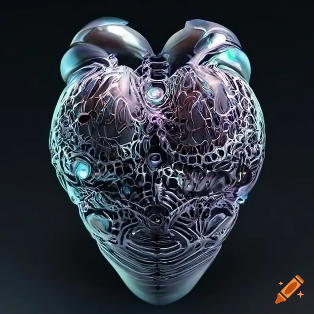 Image of a detailed cybernetic heart