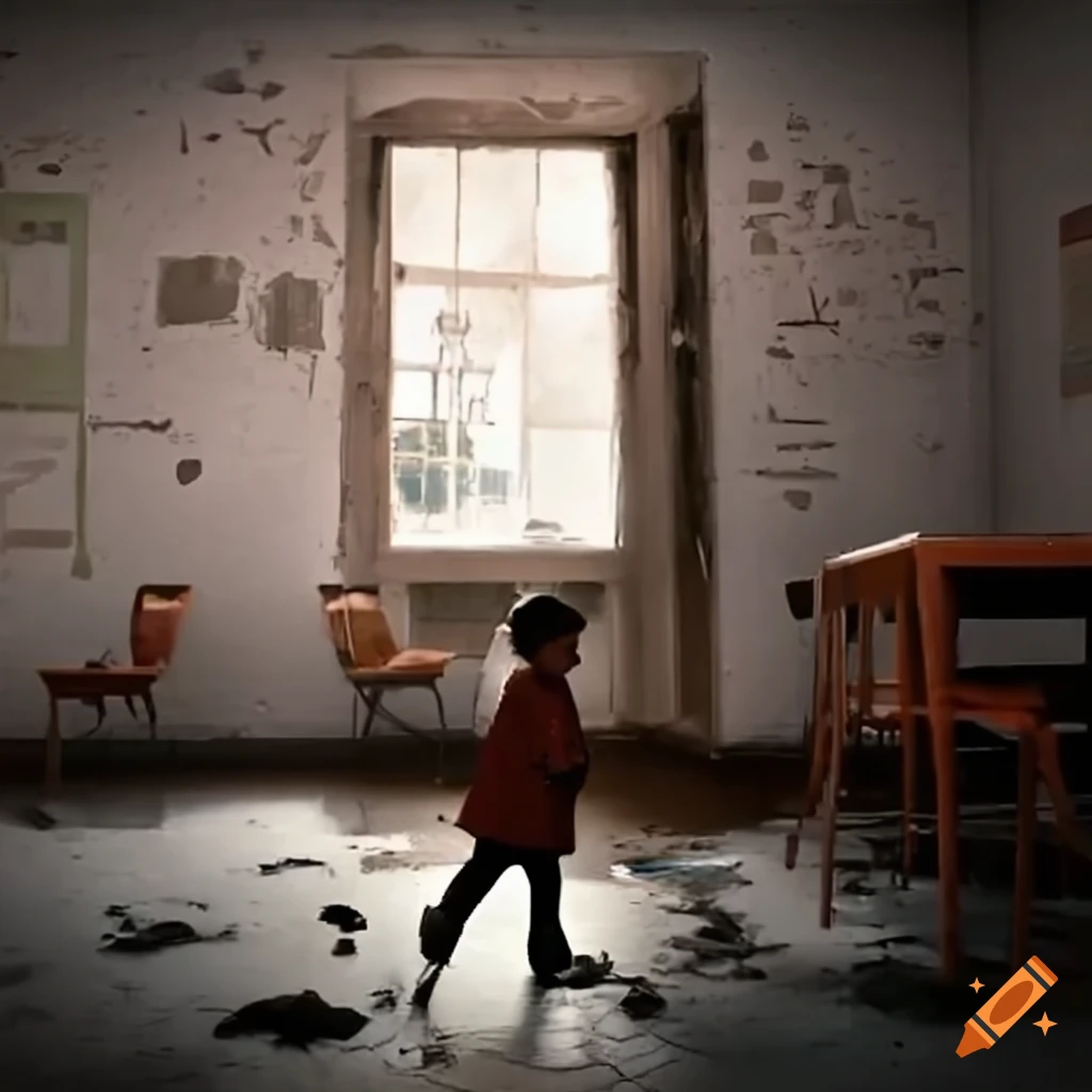 Illustration of collapsing education system