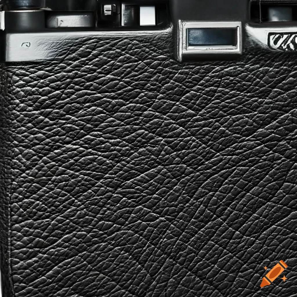 Black leather pattern texture on a film camera on Craiyon