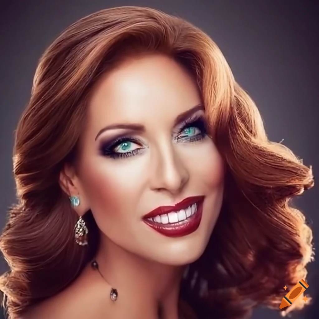 Closeup glamour portrait of darya folsom at 50 on Craiyon