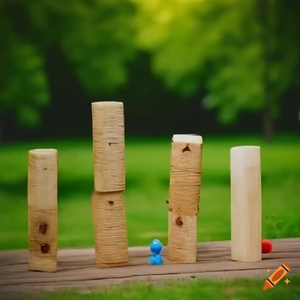 Atmospheric scene of a kubb game in the park on Craiyon