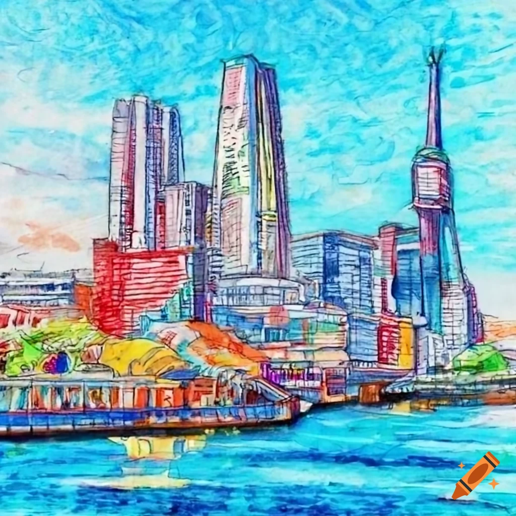 Illustration of yokohama port on Craiyon