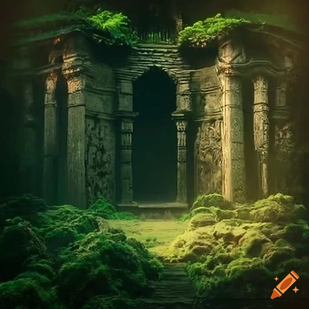 Image of ancient alien temple ruins in a jungle on Craiyon