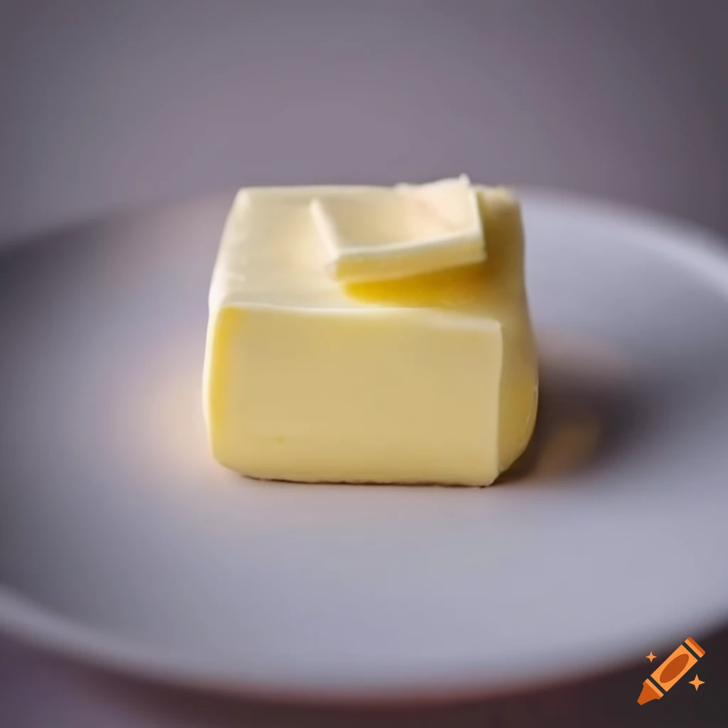 Plate of unpacked creamy butter