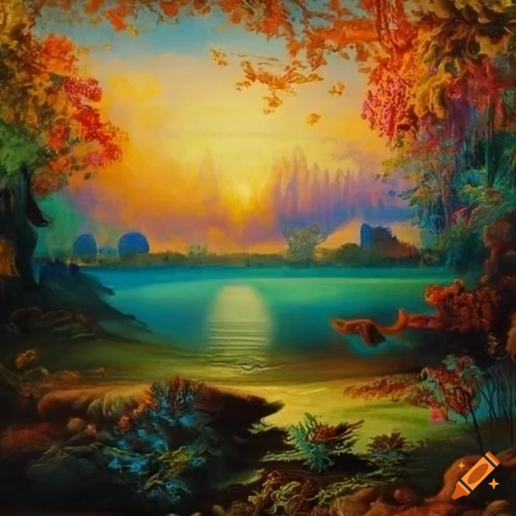 Nature and space oil paintings on Craiyon
