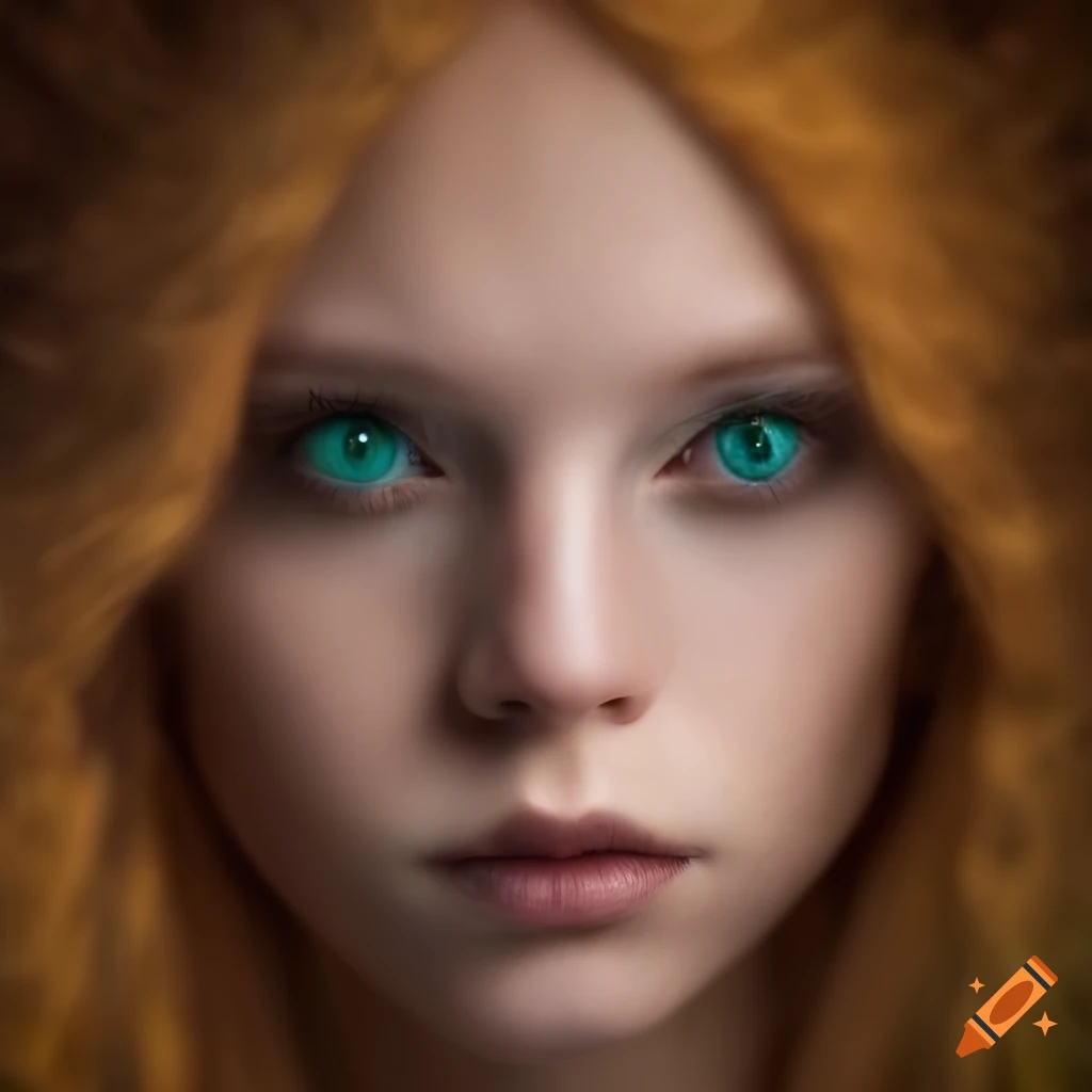 Portrait Of A Young Female Wood Elf With Honey Colored Hair And Emerald