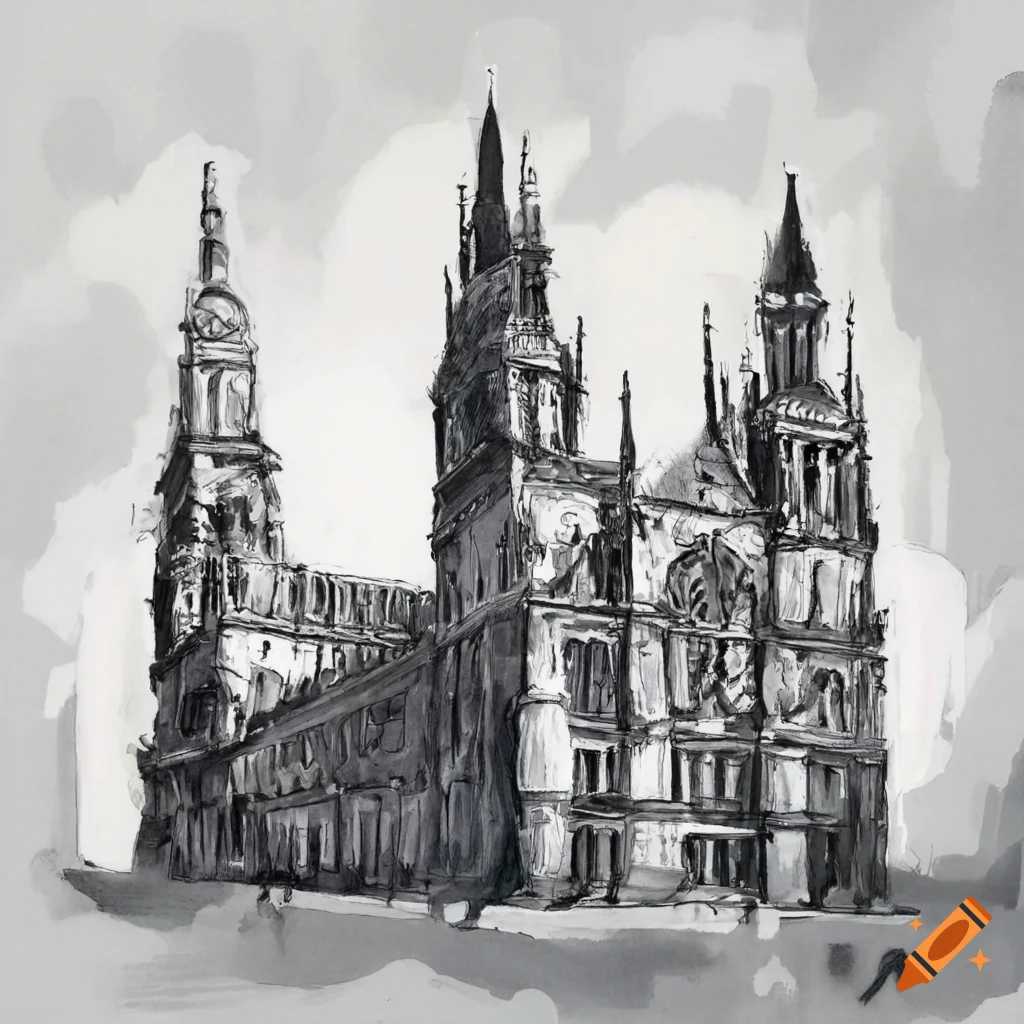 Drawing of iconic european buildings on Craiyon