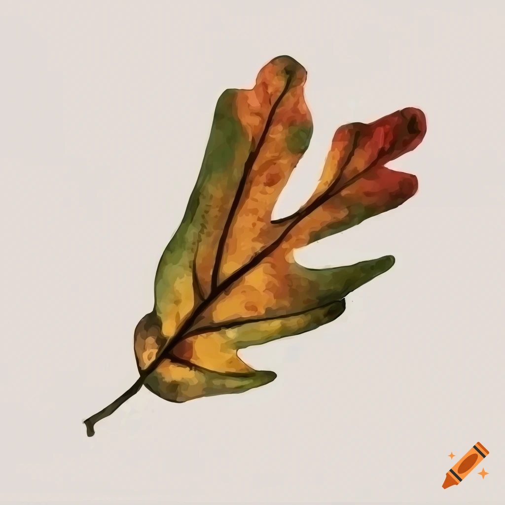 Black and white pencil sketch of an oak leaf on Craiyon