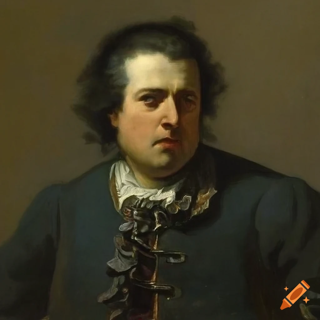 Dark baroque painting of a man in 1700s clothing on Craiyon