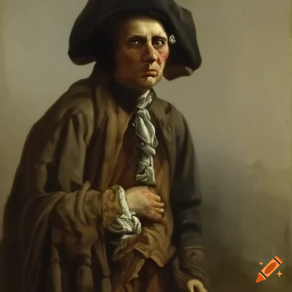 Painting of a stone mason in 1700s clothing